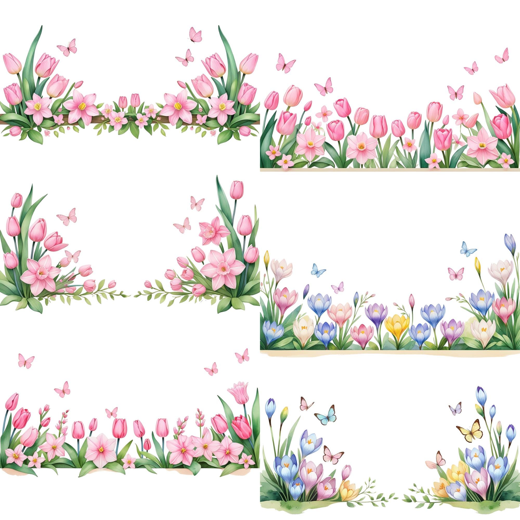 32 PNG Spring Flower Borders – Digital Download, Floral Clipart for ...