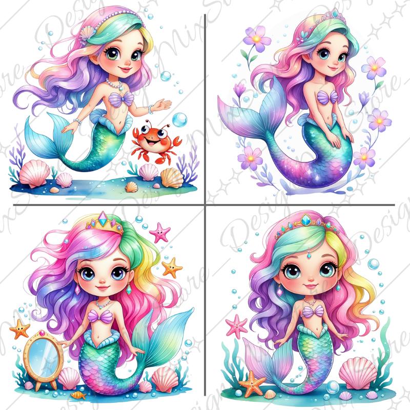 Magical Mermaid Clipart: Fairytale PNG Bundle (digital Art) - Etsy