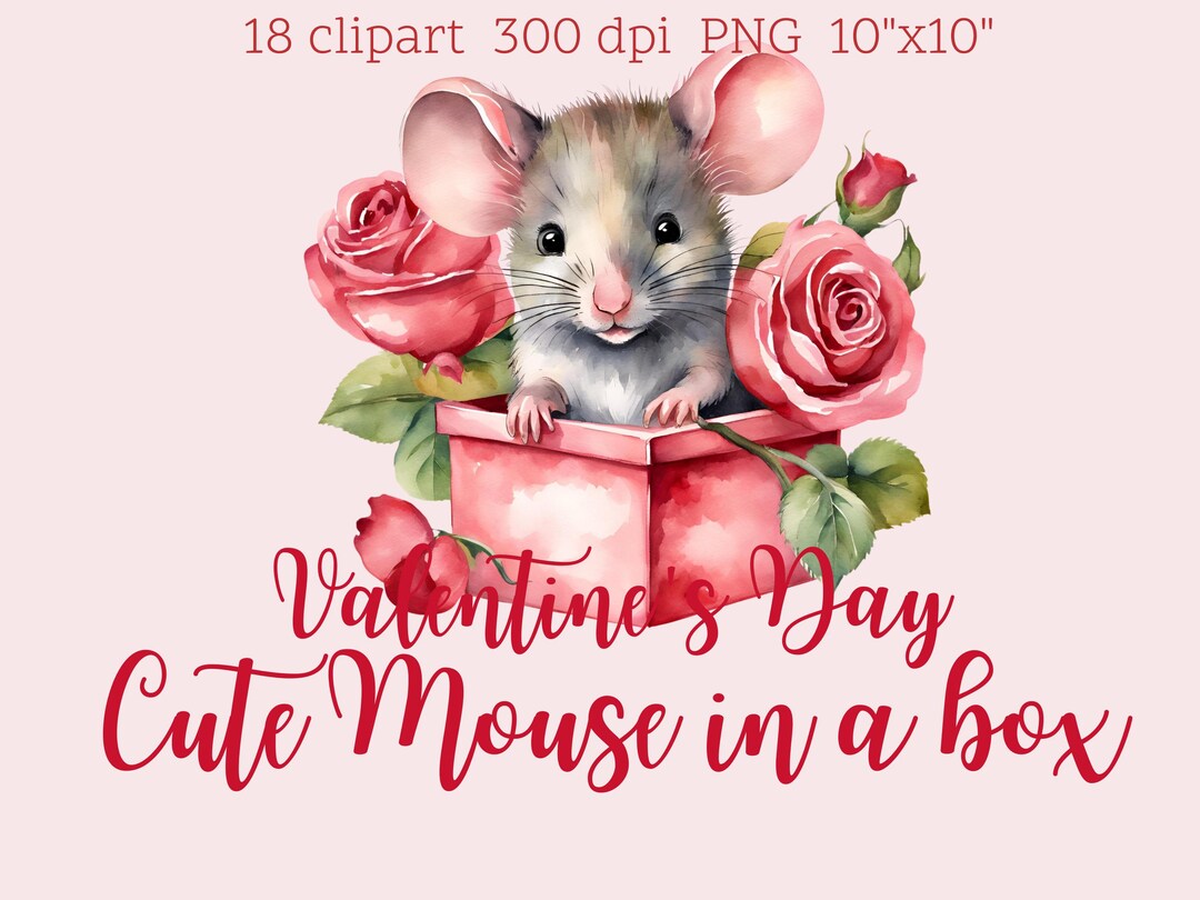 18 Clipart | Valentines Day | Cute Mouse in Box |PGN Transparent ...