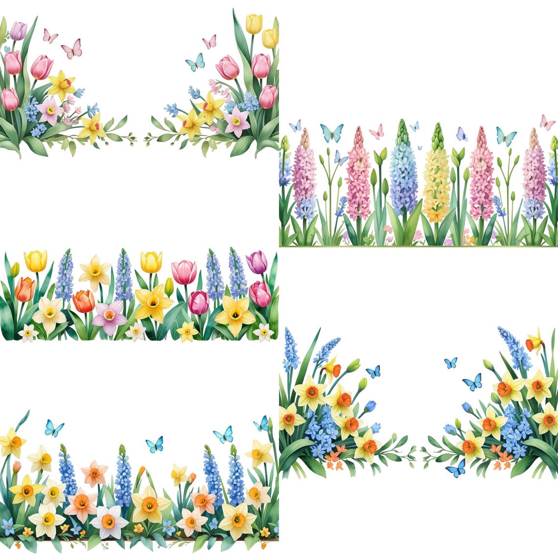 32 PNG Spring Flower Borders – Digital Download, Floral Clipart for ...