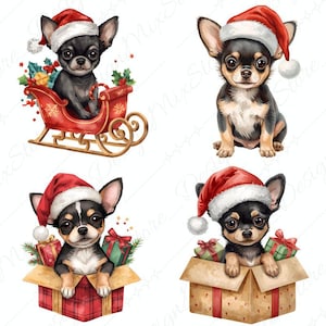 Christmas Chihuahua PNG Clipart, Santa Hat Dog (digital Download ...