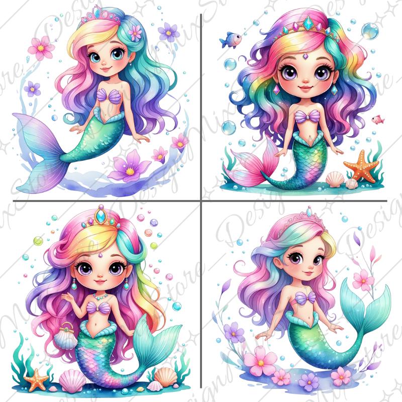 Magical Mermaid Clipart: Fairytale PNG Bundle (digital Art) - Etsy