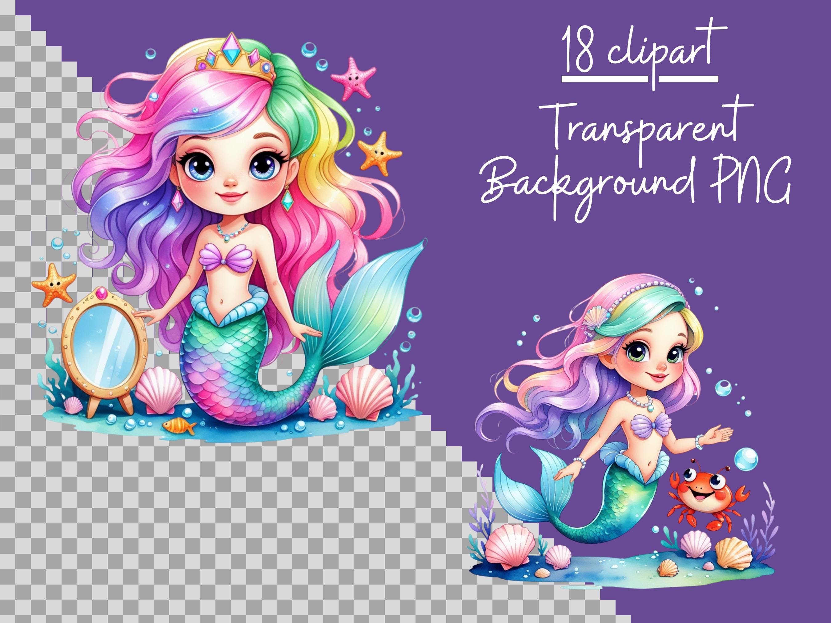Magical Mermaid Clipart: Fairytale PNG Bundle (digital Art) - Etsy