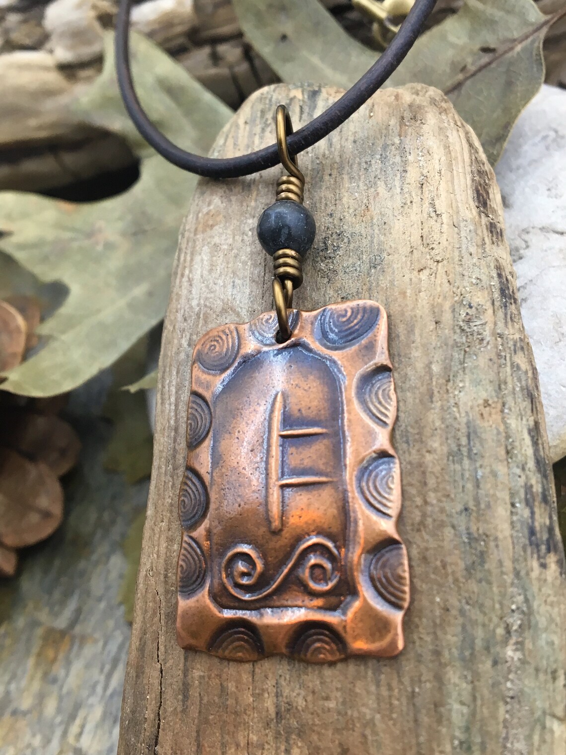 Rowan Tree Ogham Charm Copper Pendant Connemara Marble Hand | Etsy