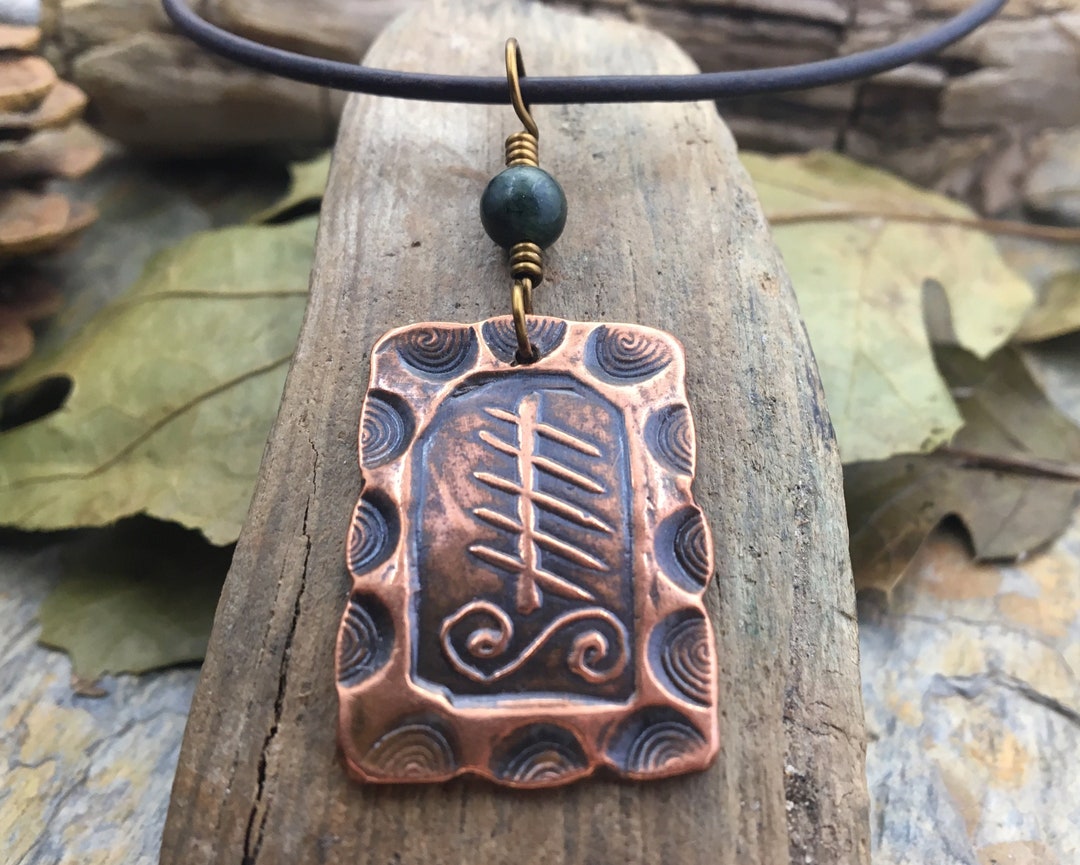 Elder Tree Ogham Charm, Copper Pendant, Connemara Marble, Celtic Tree ...