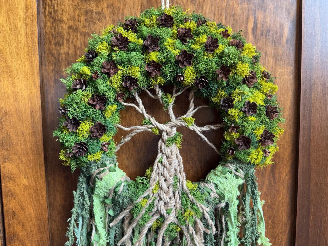 Tree of Life Witch Bells, 9 Inch Mossy Wreath, Spring Ostara Decor ...