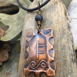 Rowan Tree Ogham Charm, Copper Pendant, Connemara Marble, Hand Carved ...