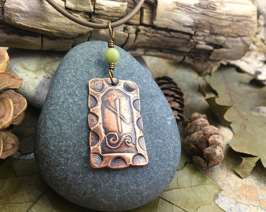Vine Ogham Charm, Copper Pendant, Connemara Marble, Celtic Tree ...