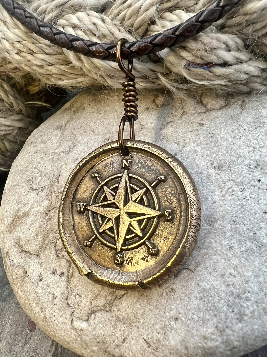 Compass Rose Charm, Bronze Compass Necklace, Nautical, Boats Sailing ...