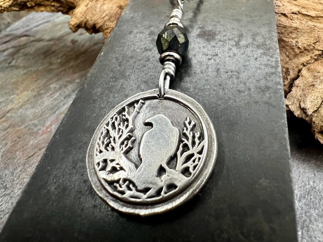 Raven Charm, Sterling Silver, Irish Celtic Lore, Leather Vegan Cords ...
