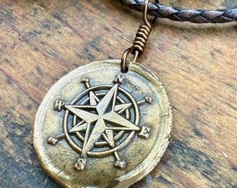 Compass Rose Charm, Bronze Compass Necklace, Nautical, Boats Sailing ...