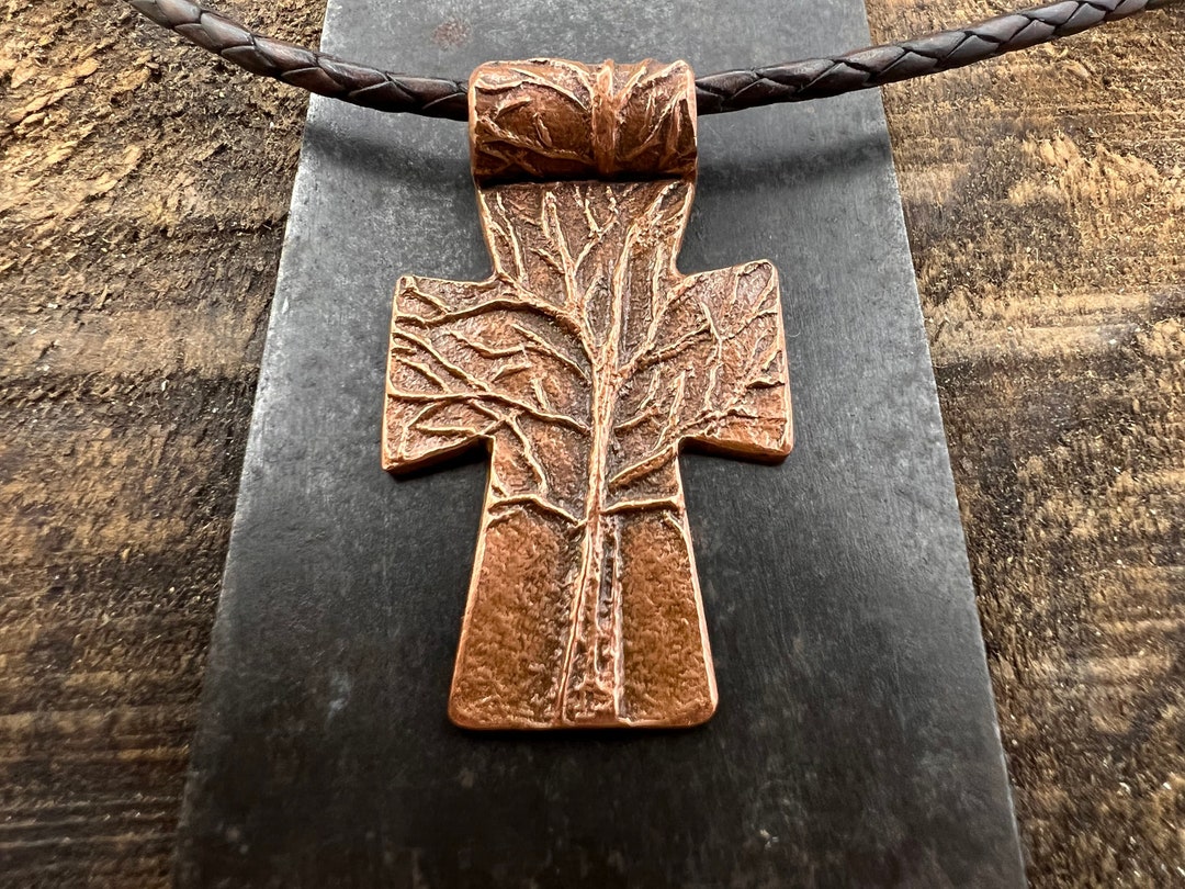 Tree Cross Pendant, Copper Cross, Tree Branch Cross, Men's Jewelry ...
