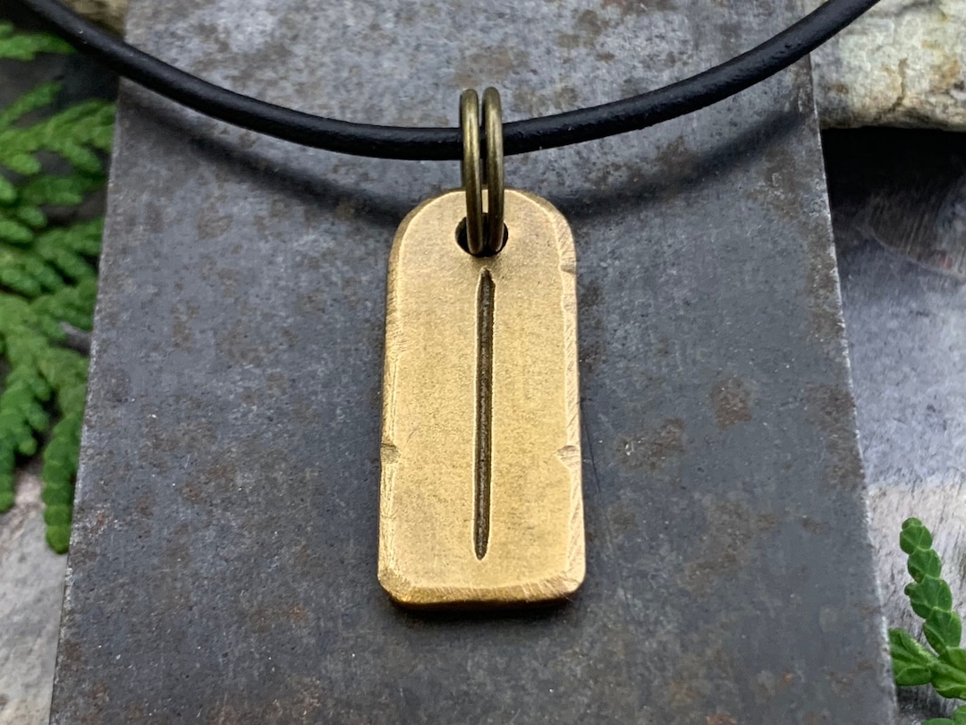 Isa Rune Charm, Bronze Rune Pendant, Viking Jewelry, Hand Carved, Elder ...