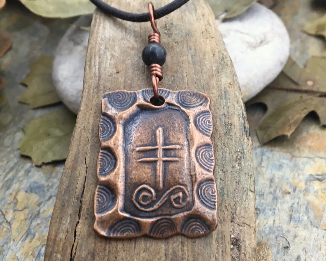 Gorse Tree Ogham Charm, Copper Pendant, Connemara Marble, Irish Celtic ...