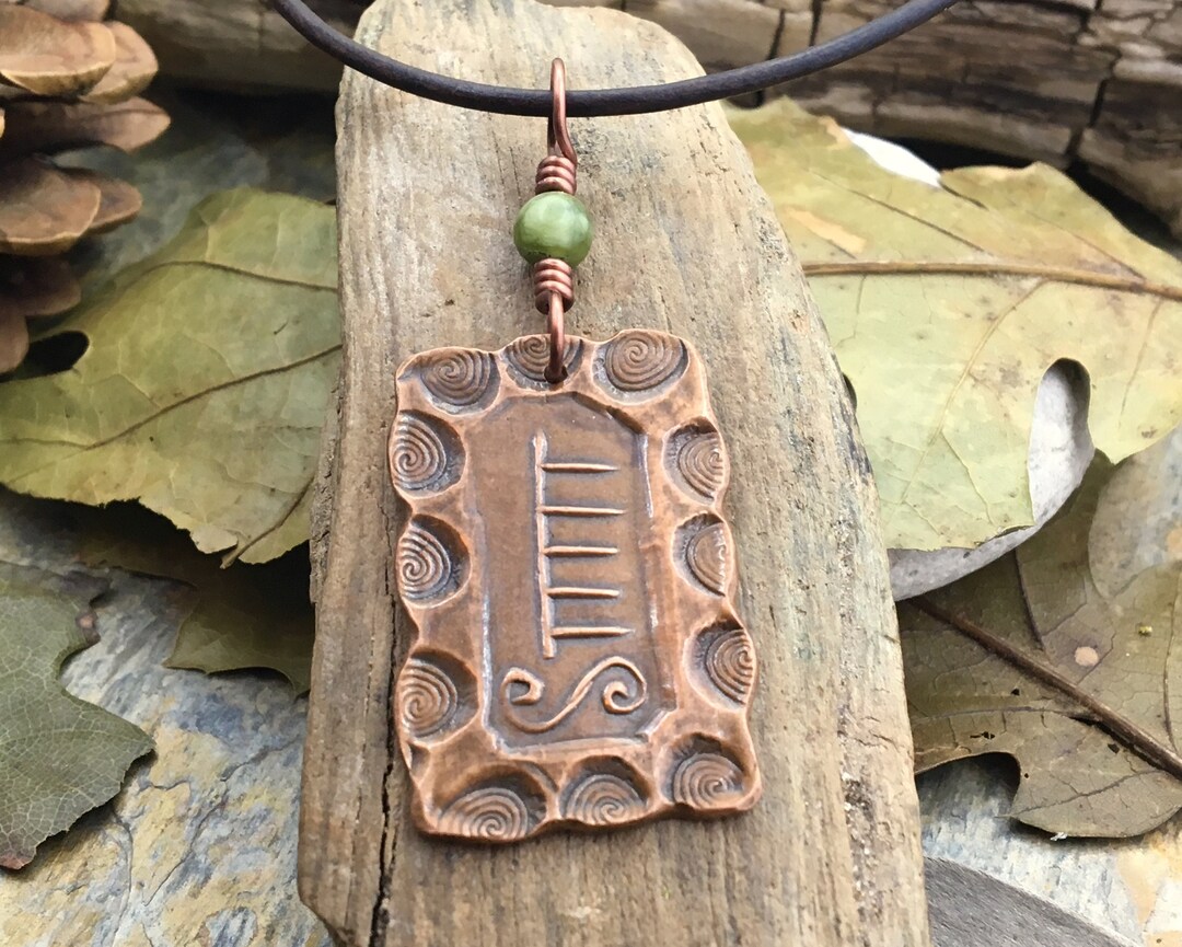 Ash Tree Ogham Charm, Copper Pendant, Connemara Marble, Celtic Tree ...