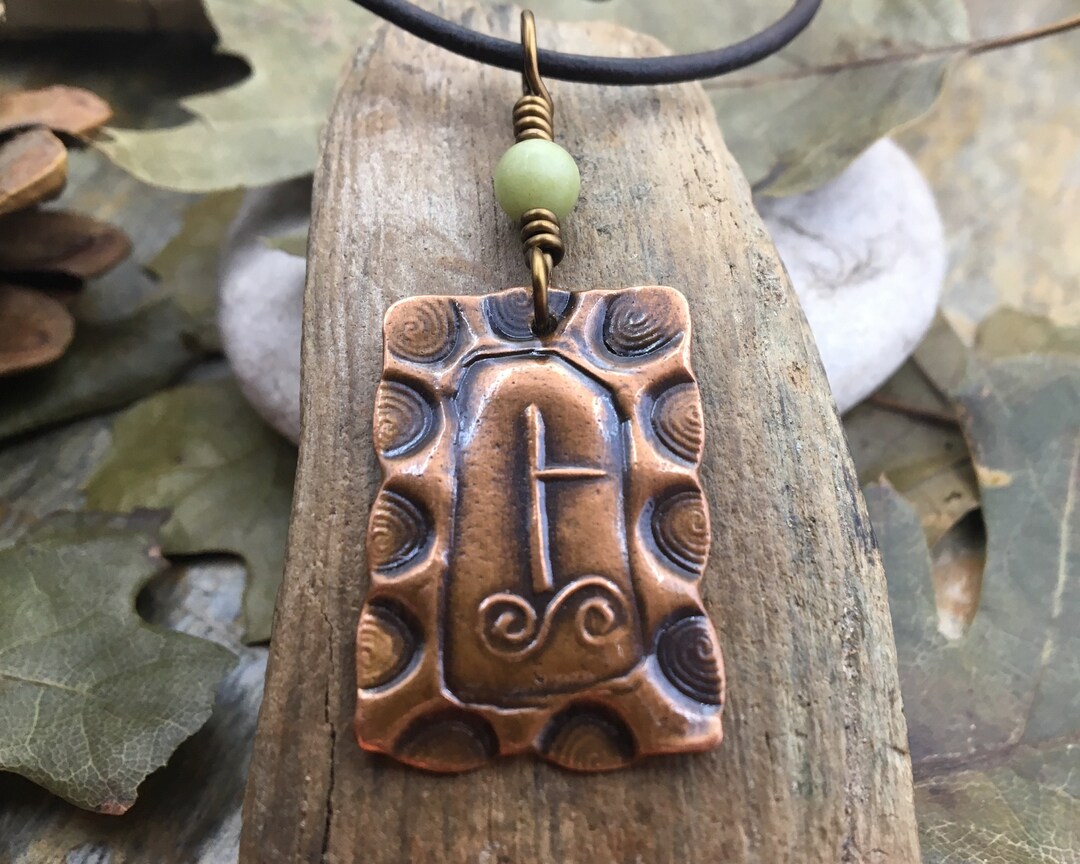 Birch Tree Ogham Charm, Copper Pendant, Connemara Marble, Celtic Tree ...
