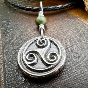 Sterling Silver Triskele, Connemara Marble Bead, Wax Seal Charm, Irish ...