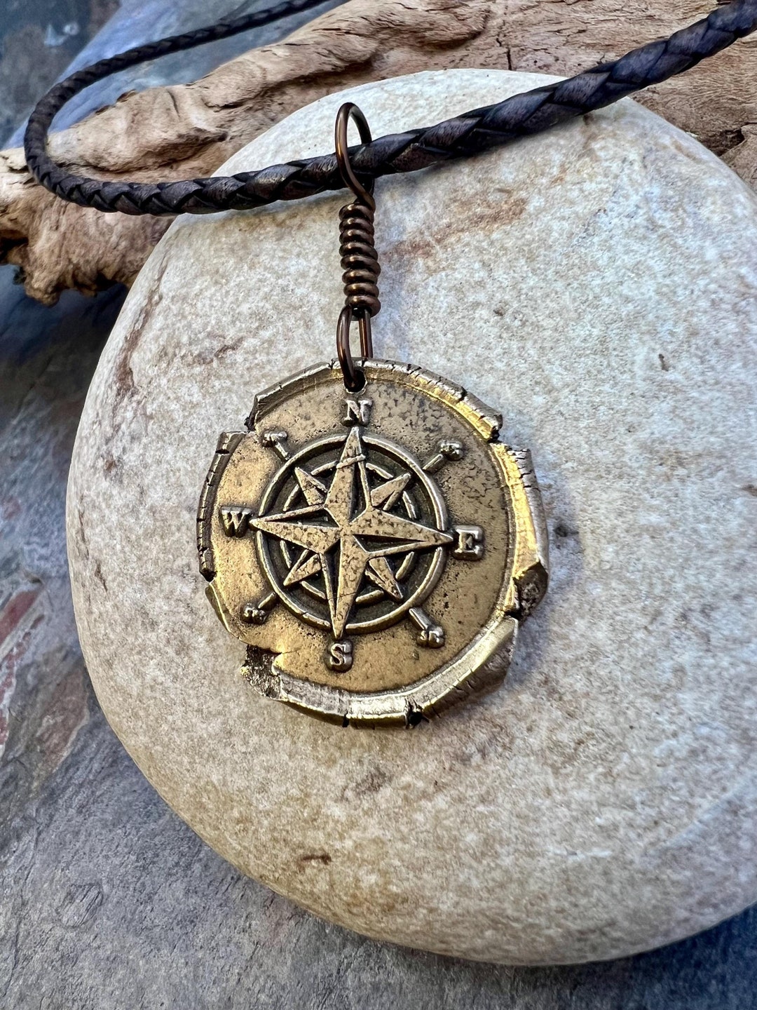 Compass Rose Charm, Bronze Compass Necklace, Nautical, Boats Sailing ...