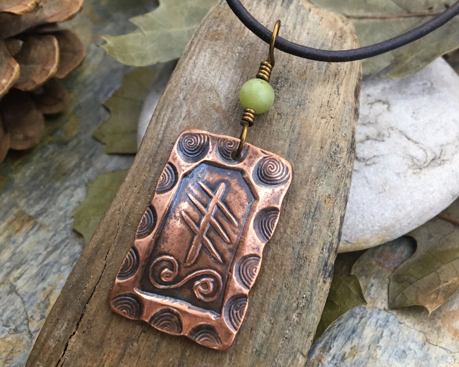 Reed Ogham Charm Copper Pendant Celtic Tree Astrology | Etsy
