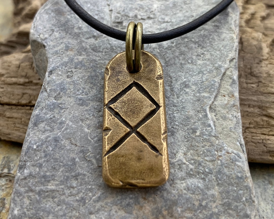 Othala Rune, Bronze Rune Charm, Hand Carved, Recycled Metal, Viking ...