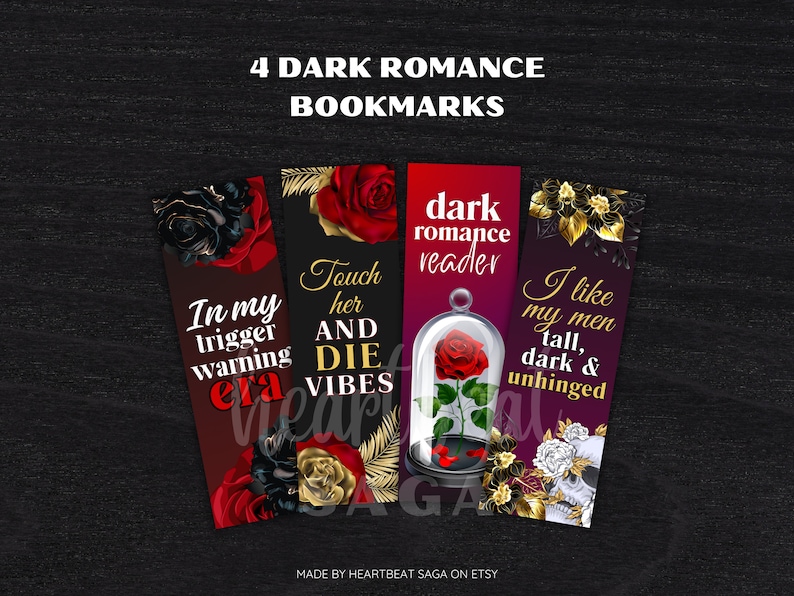Dark Romance Printable Bookmarks Bookmark Set Dark Romance Reader ...