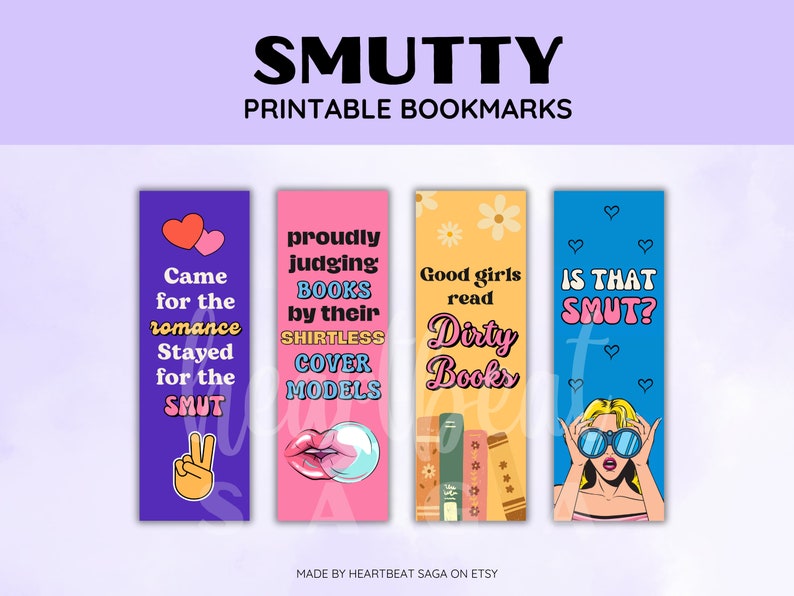 Printable Smut Bookmarks is That Smut Spicy Reader Funny Bookmarks Bookmark Set Book Gift ...