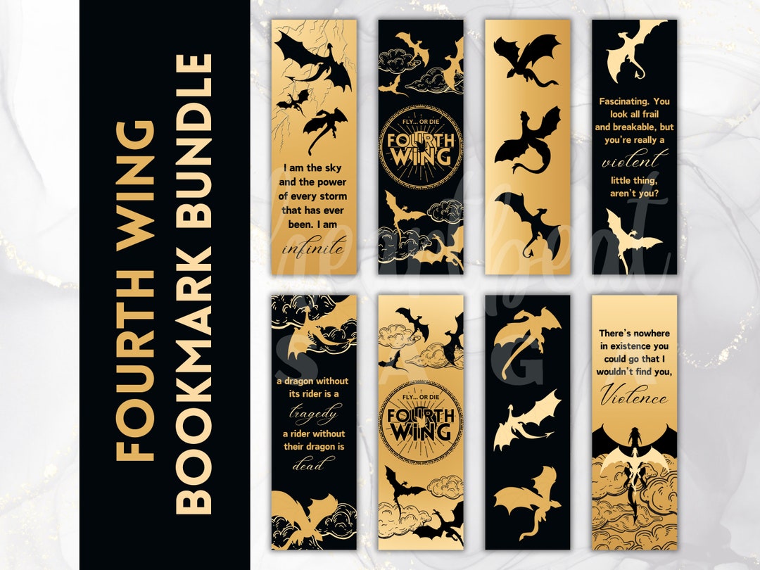 Digital Fourth Wing Bookmark Bundle Gold & Black Xaden Riorson Violet ...