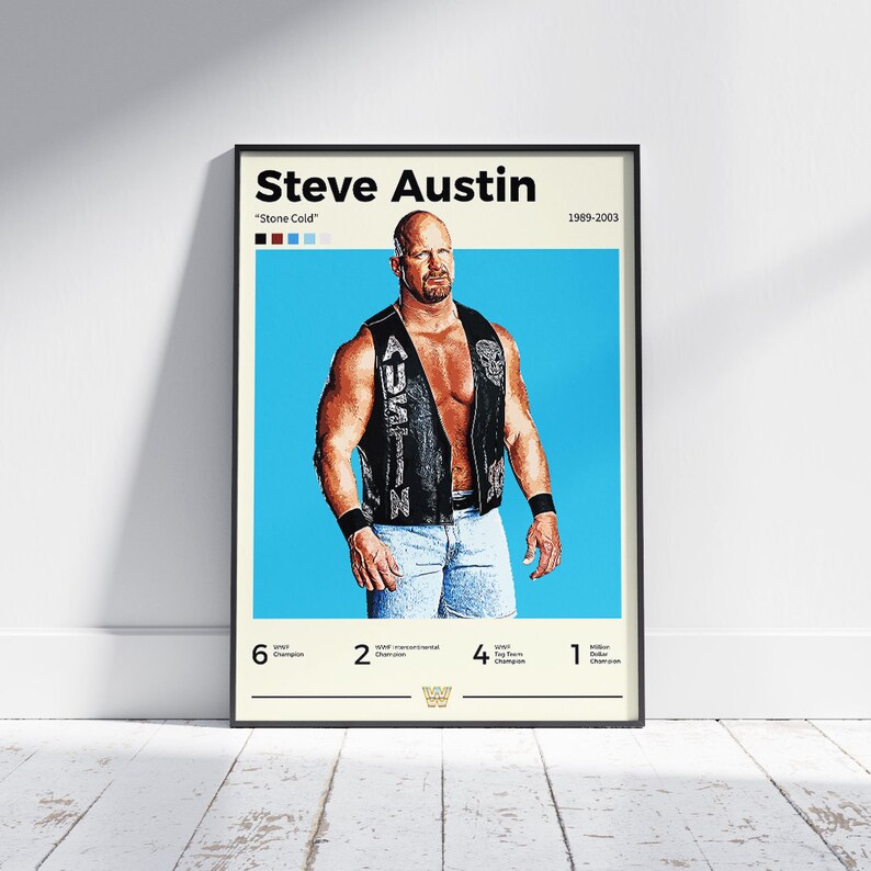 Steve Austin stone Cold Poster WWE Wrestling Legends Digital Download ...