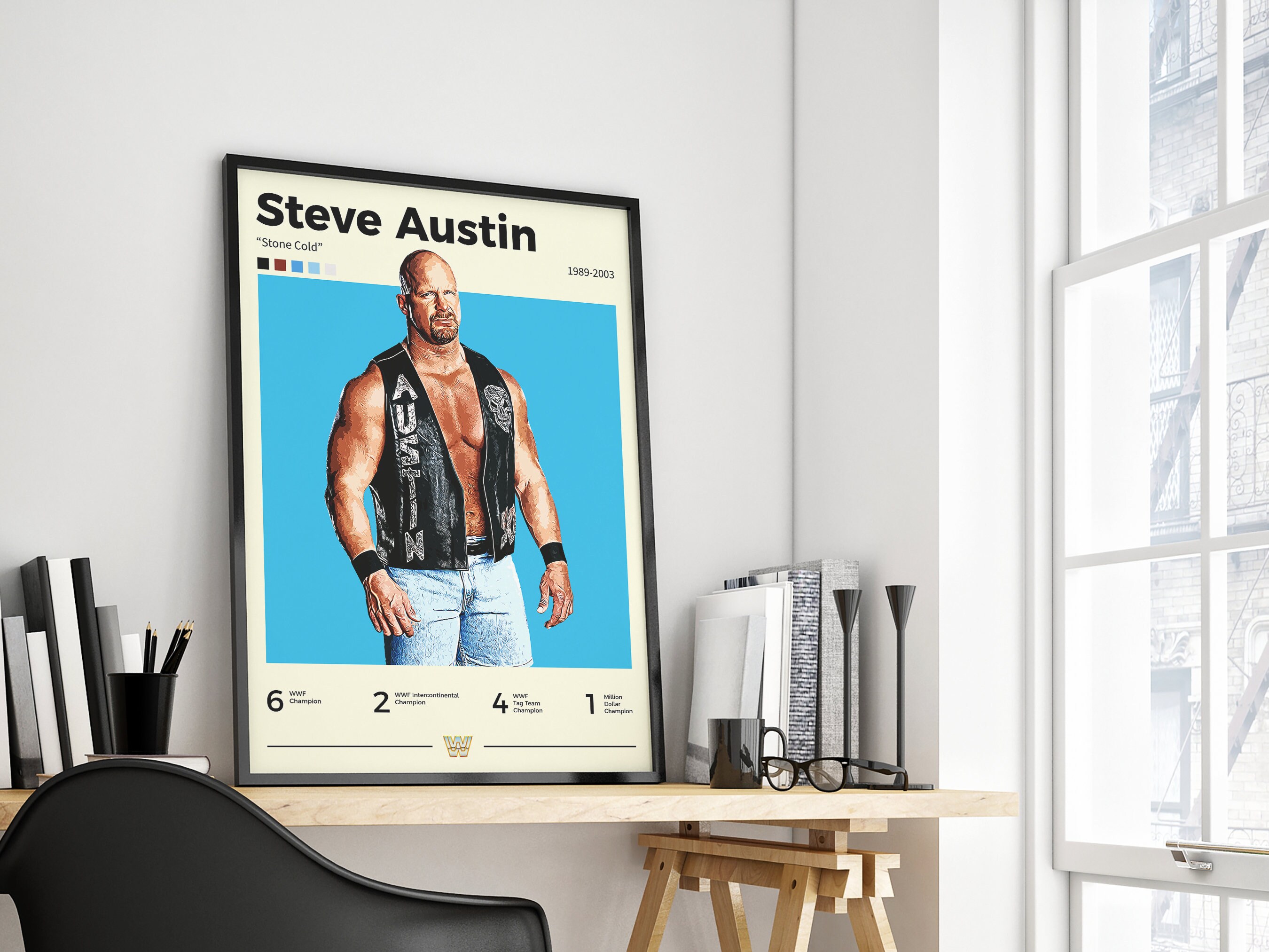 Steve Austin stone Cold Poster WWE Wrestling Legends Digital Download ...