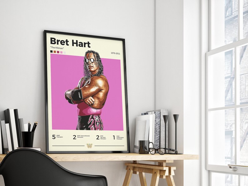Bret Hart the Hitman Poster WWE Wrestling Legends Digital Download - Etsy