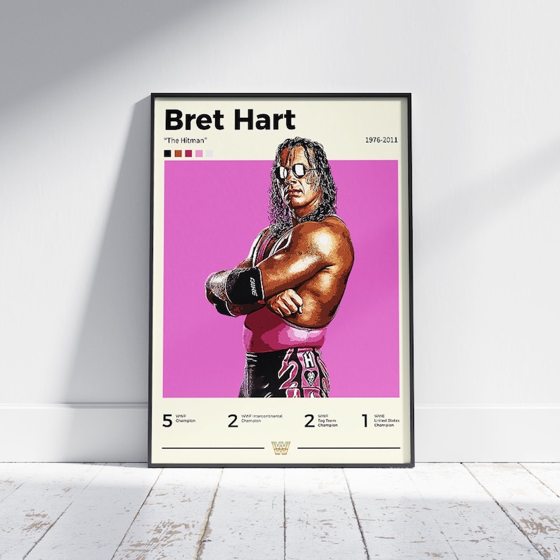 Bret Hart the Hitman Poster WWE Wrestling Legends Digital Download - Etsy
