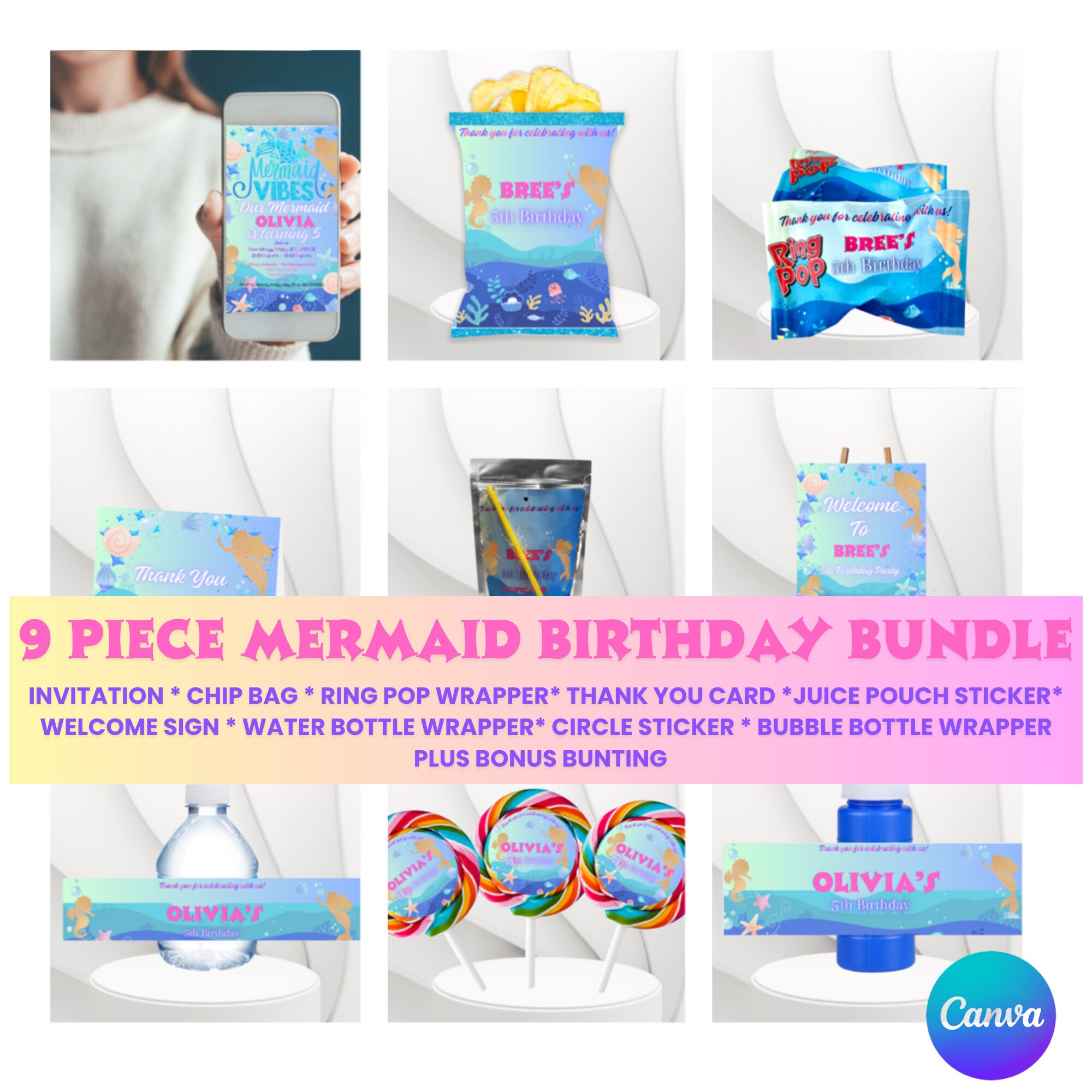 Mermaid Vibes Birthday Bundle - Downloadable - Etsy