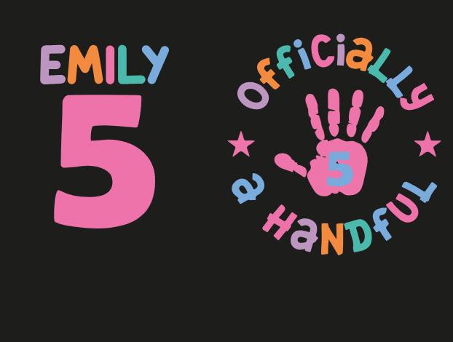 Custom Officially A Handful Birthday SVG PNG, Girls Fifth Birthday ...
