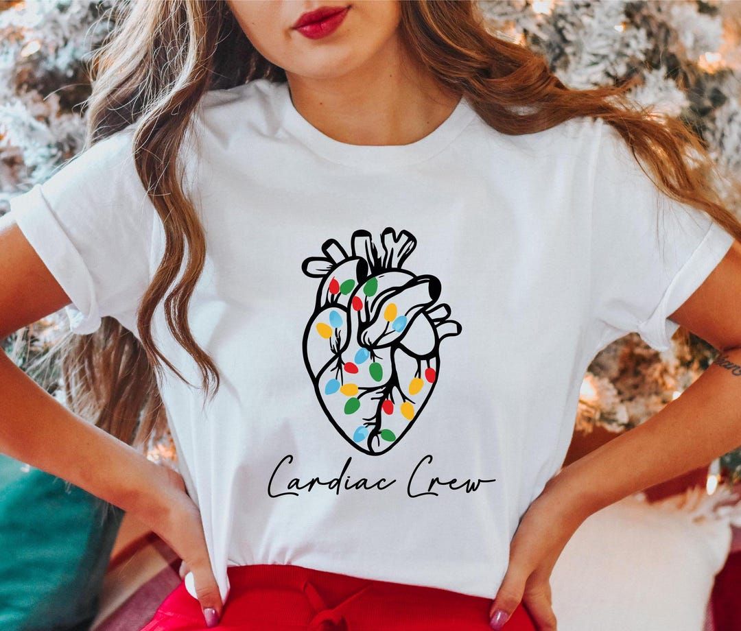 Christmas Cardiac Crew Shirt, Christmas Heart Anatomy Shirt, Cardiac ...