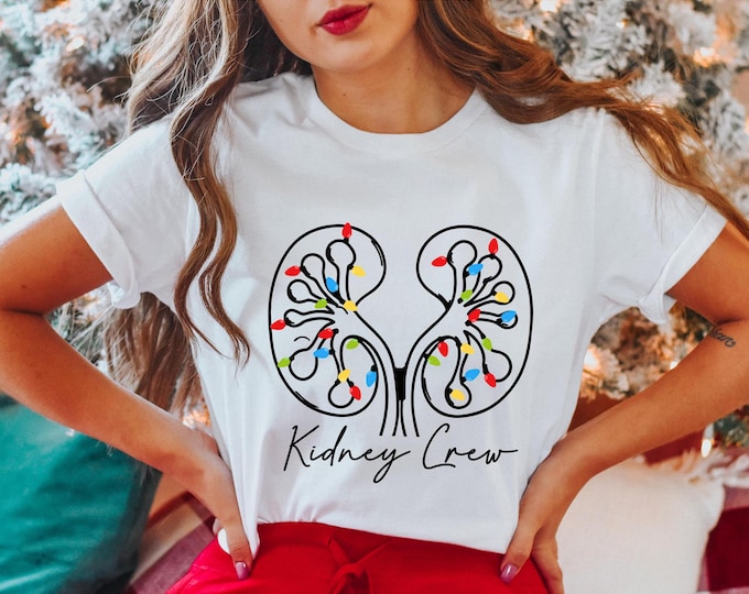 Kidney Christmas Lights Shirt, Christmas Nurse T-shirt, Christmas ...