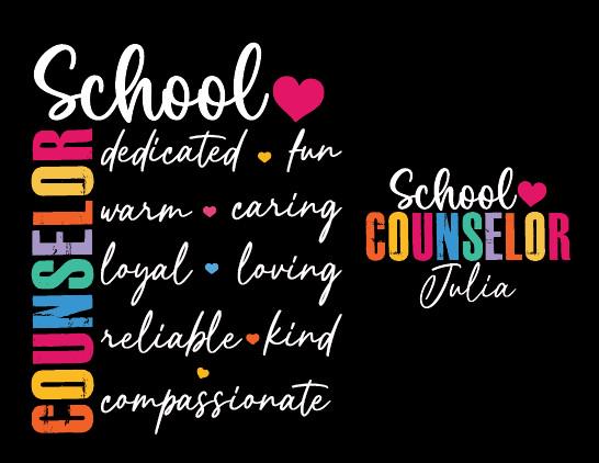 Personalized School Counselor SVG PNG, Front Back Counselor Shirt ...