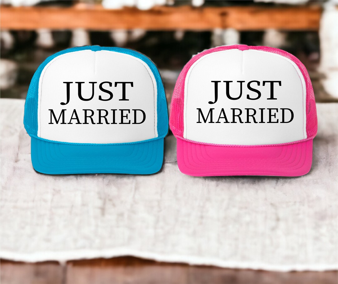 Just Married Trucker Hat, Newly Weds Cap Gift, Wedding Party Hats ...