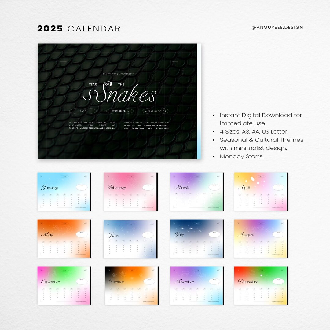 2025 Year of the Snake Calendar I Australian Seasons | Printable ...