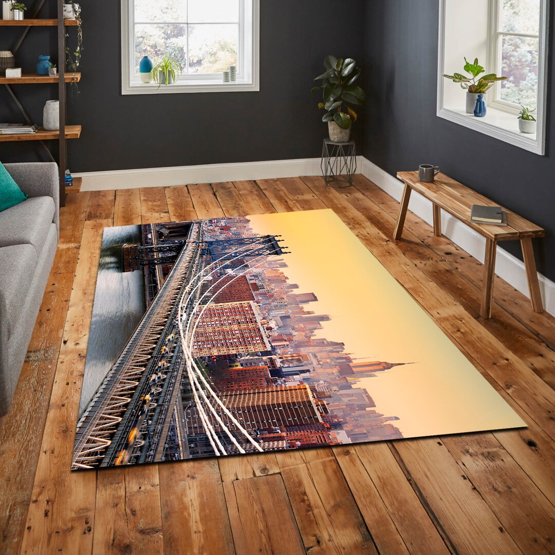 New York City Brooklyn Bridge View Rug, NYC City Brooklyn Bridge Rug ...