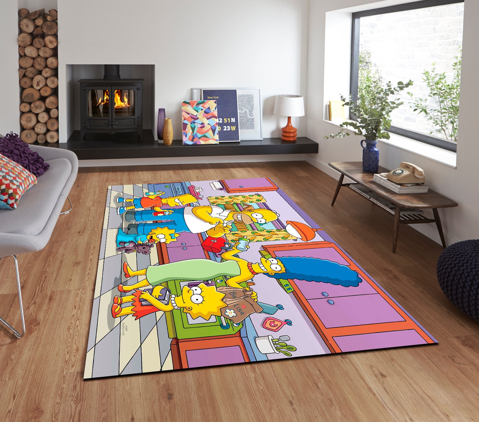 The Simpsons Cartoon Character Rug for Kids Room, the Simpsons Natural ...