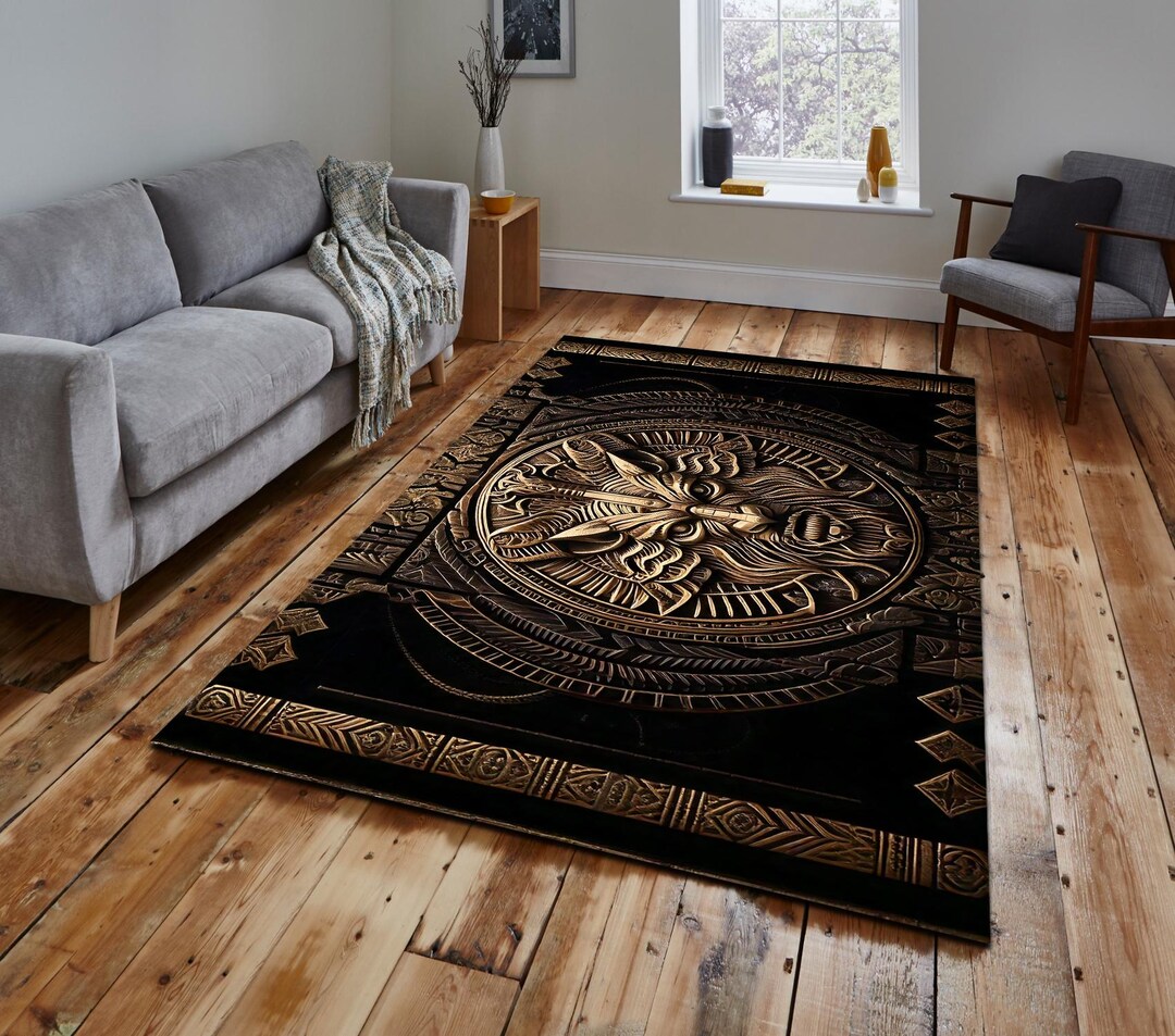 Nordic Totem Rug | Gothic Pagan Carpet | Viking Mythology Horned God ...