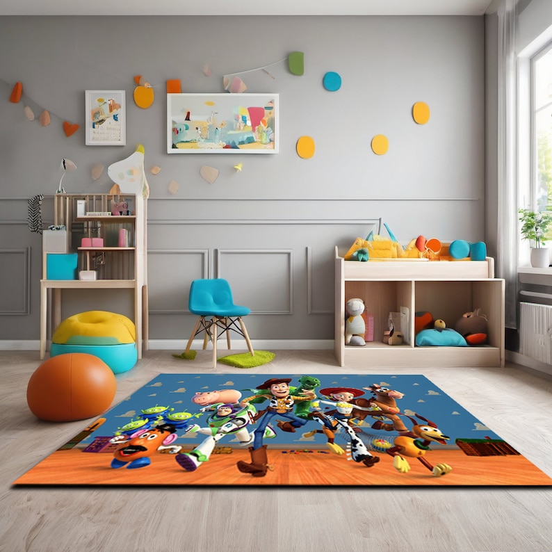Toy Story Cartoon Character Rug for Kids Room, Toy Story Natural Rug ...