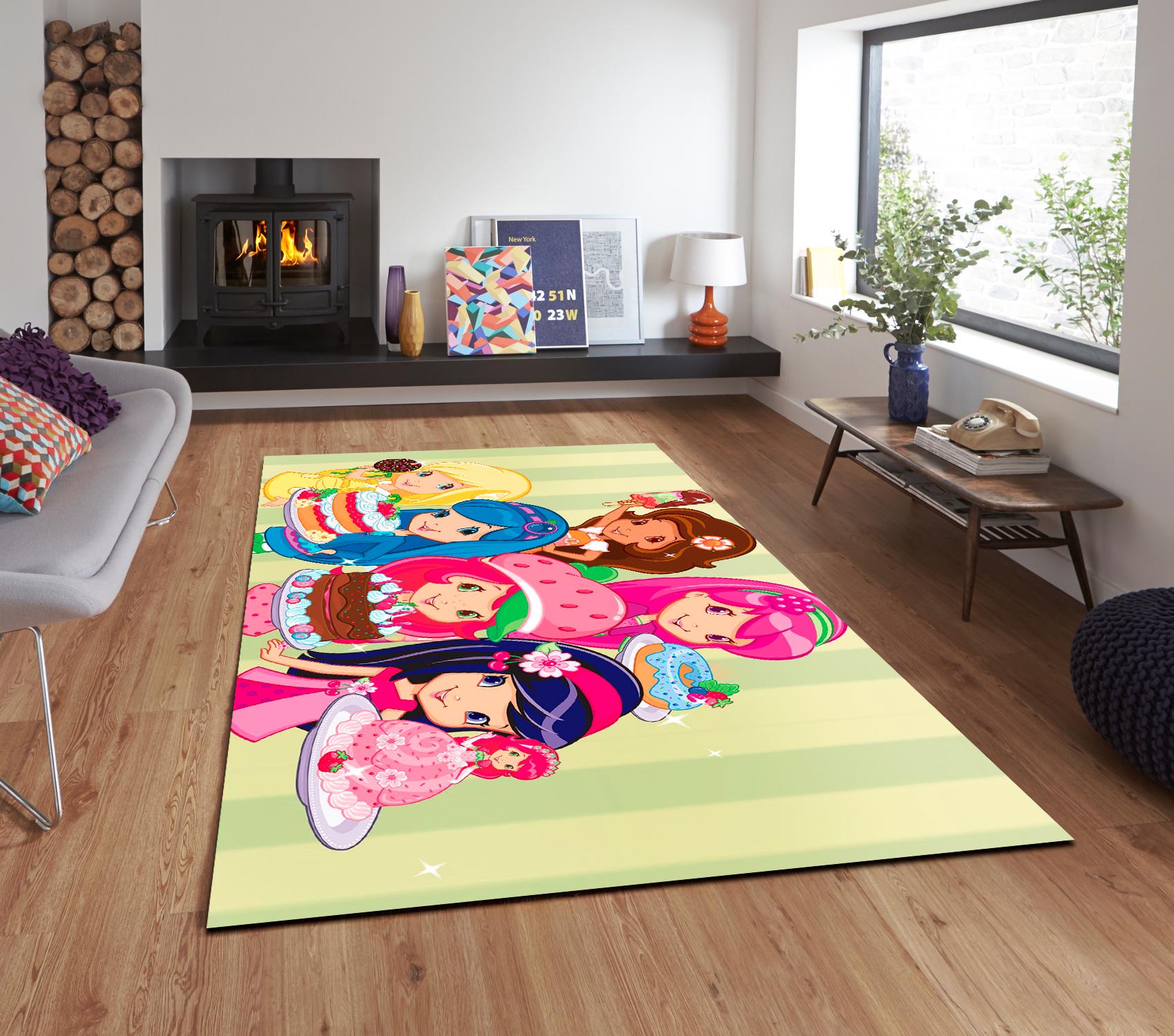 Strawberry Shortcake Cartoon Character Rug for Kids Room, Strawberry ...