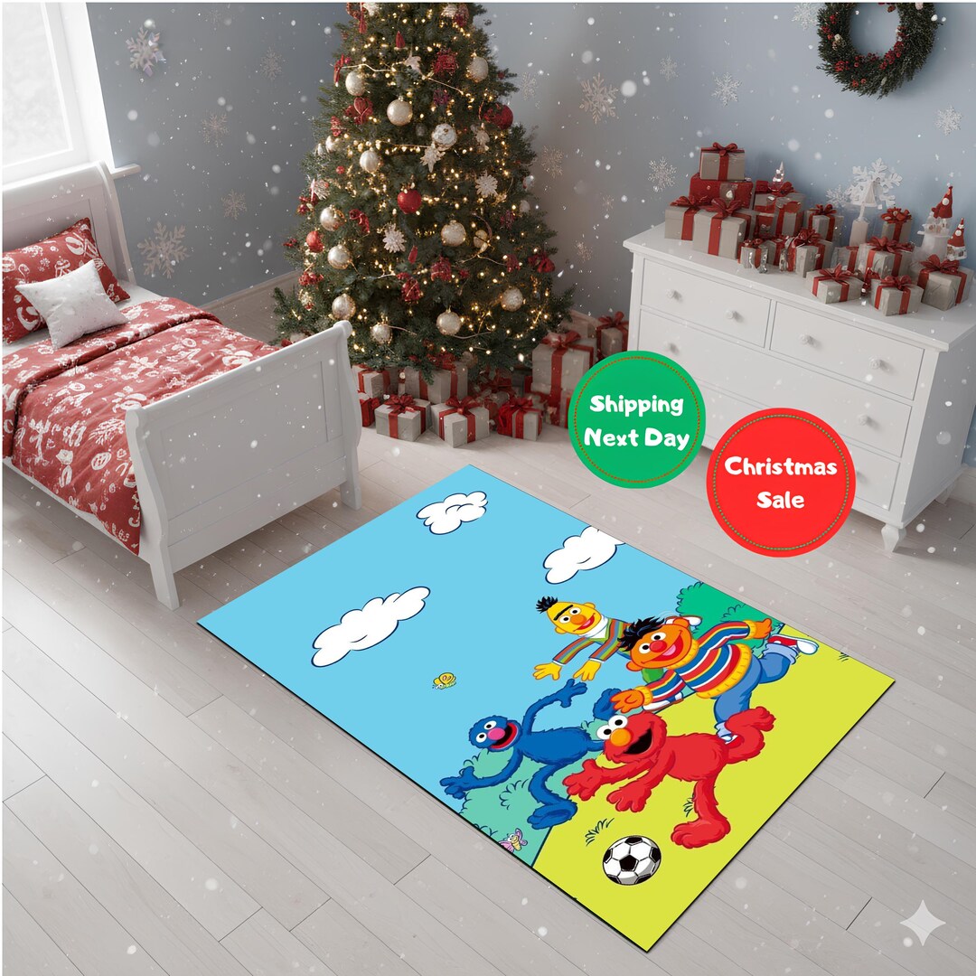 Sesame Street Rug | Elmo Ernie Bert Grover Kids Carpet | Fun Playroom ...