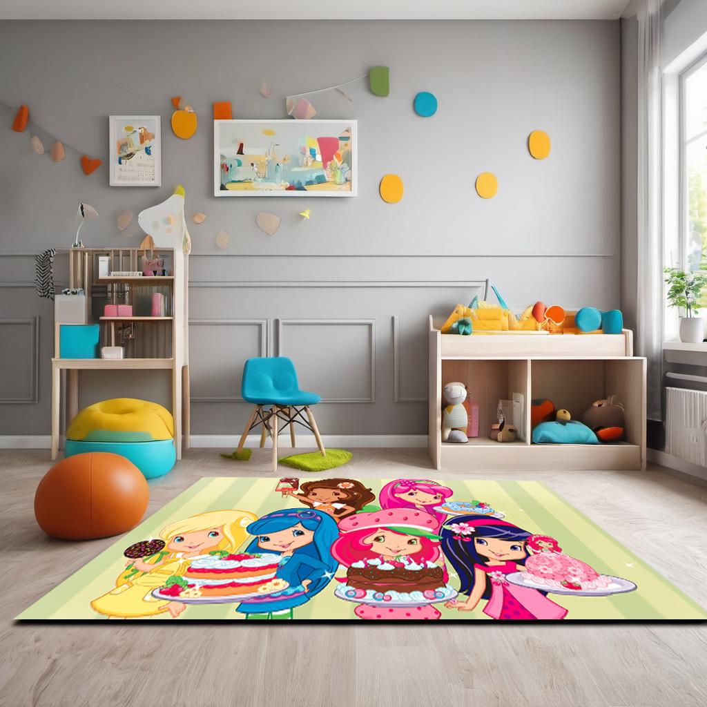Strawberry Shortcake Cartoon Character Rug for Kids Room, Strawberry ...