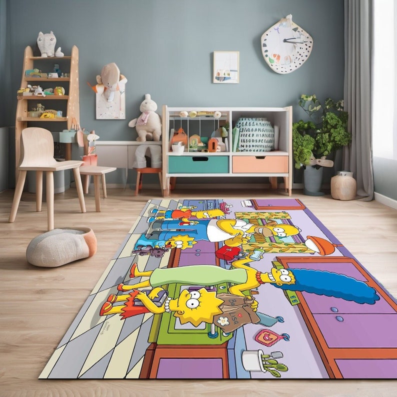 The Simpsons Cartoon Character Rug for Kids Room, the Simpsons Natural ...