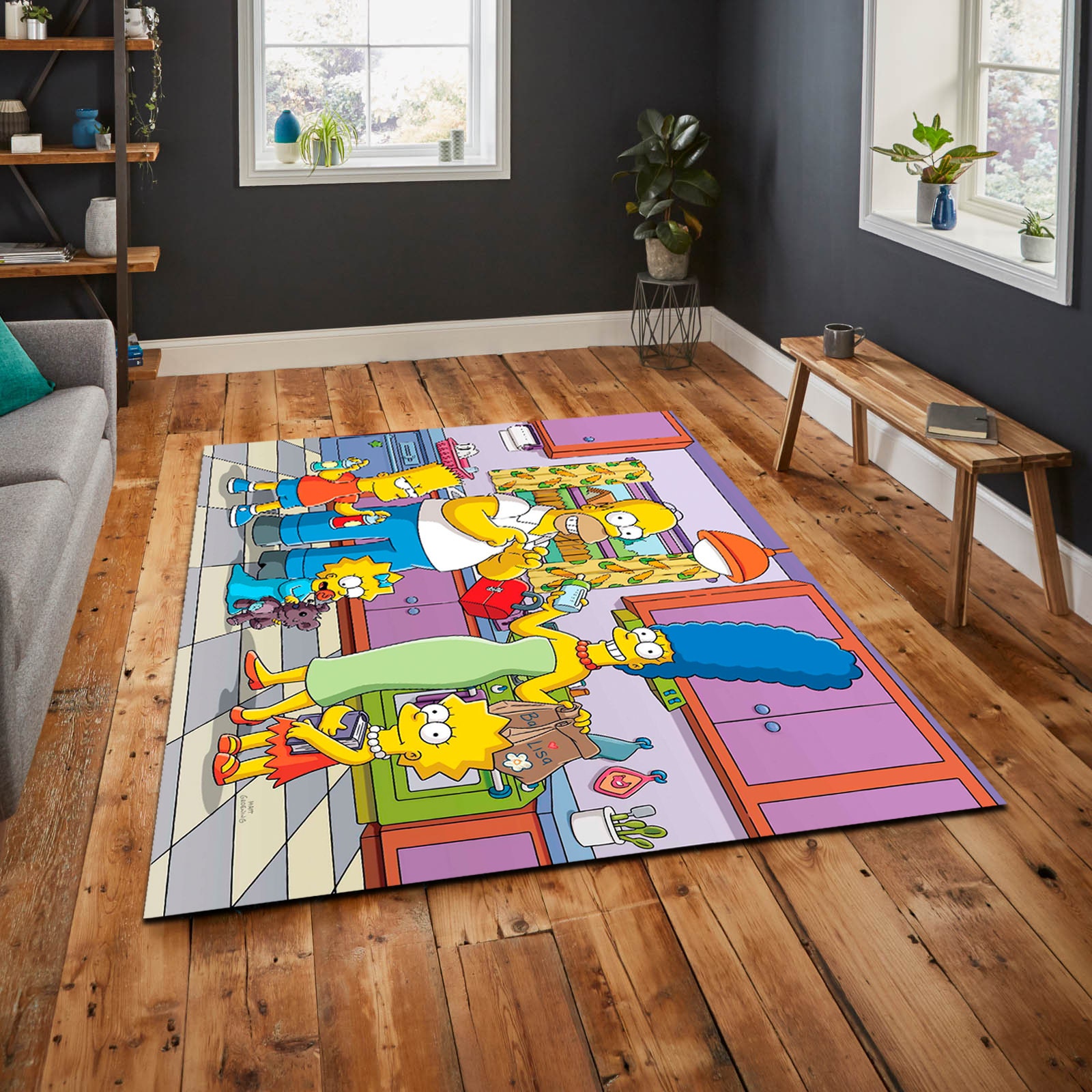 The Simpsons Cartoon Character Rug for Kids Room, the Simpsons Natural ...