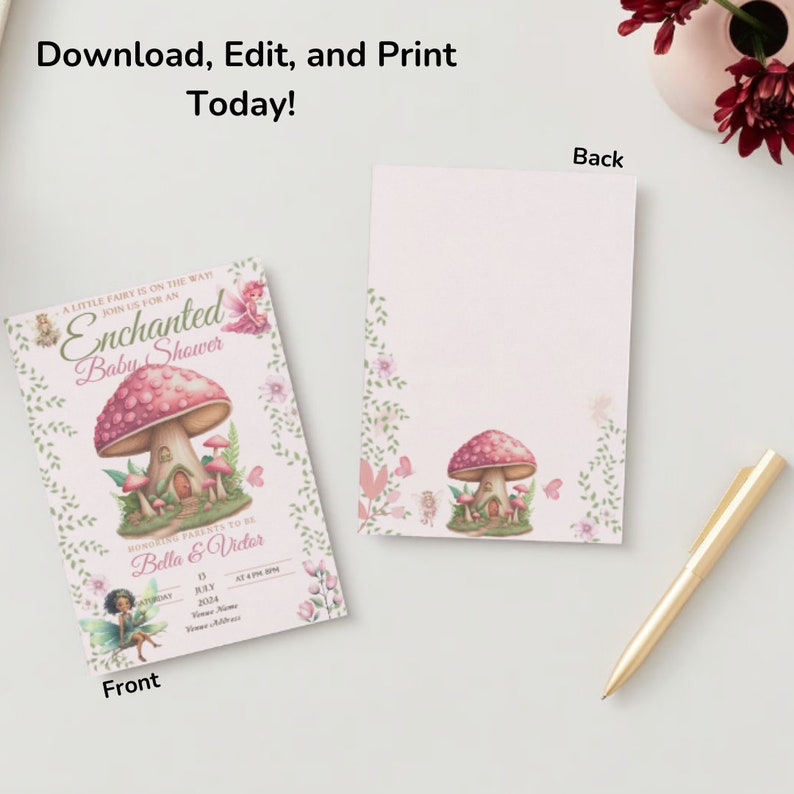 Fairy Enchanted Baby Shower Invitation & Diaper Raffle Flyer - Etsy