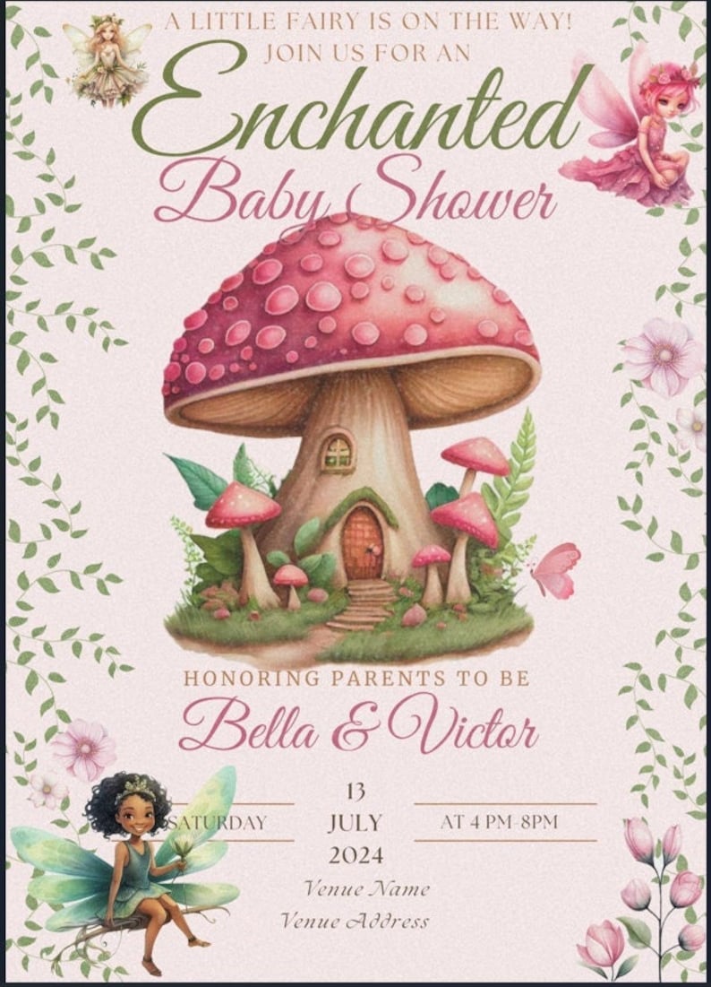 Fairy Enchanted Baby Shower Invitation & Diaper Raffle Flyer - Etsy