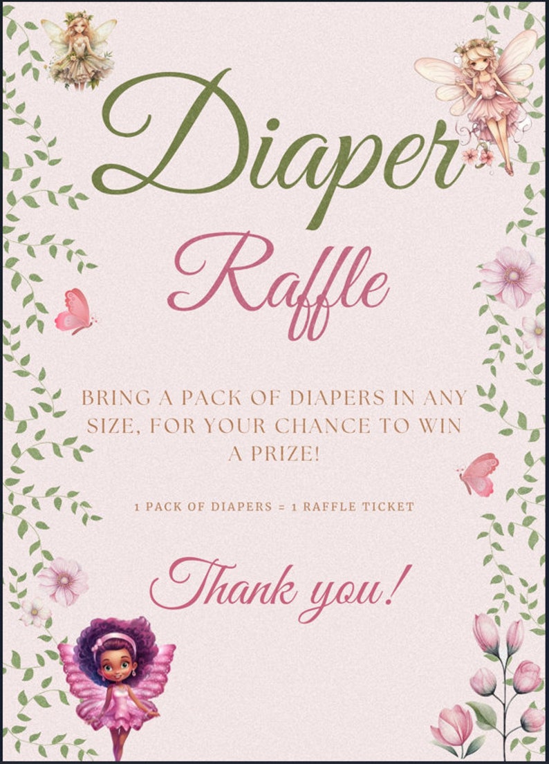 Fairy Enchanted Baby Shower Invitation & Diaper Raffle Flyer - Etsy
